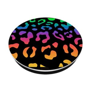 Black Backdrop Colorful Cheetah Print Jaguar Pattern Leopard PopSockets PopGrip: Swappable Grip for Phones & Tablets