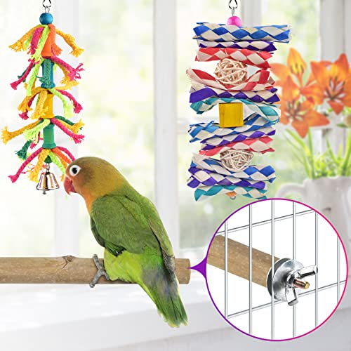 KATUMO Small Bird Toys, Natural Wood Ladder Colorful Bamboo Hanging Shredding Toys Parrot Chew Wooden Blocks Bird Perch for Parakeets, Conures, Cockatiels, Budgies, Love Birds and Other Small Birds