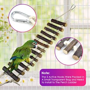 KATUMO Small Bird Toys, Natural Wood Ladder Colorful Bamboo Hanging Shredding Toys Parrot Chew Wooden Blocks Bird Perch for Parakeets, Conures, Cockatiels, Budgies, Love Birds and Other Small Birds