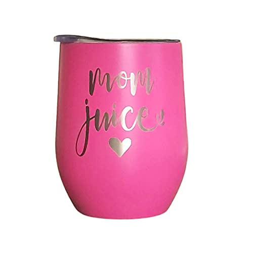 Mom Juice Wine Tumbler, Hot Pink Tumbler 12oz, Mom Gifts for Birthday Present for Women