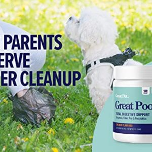 Great Poop Probiotics for Dogs - A Fiber for Dogs Supplement with Dog Probiotics and Digestive Enzymes for a Healthy Gut, Firm Stool & Diarrhea Relief - Chicken Flavored Pet Soft Chews with Prebiotics