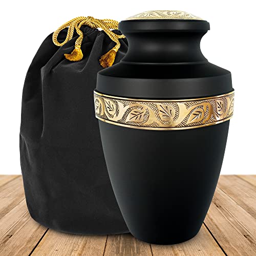 Trupoint Memorials Cremation Urns for Human Ashes - Decorative Urns, Urns for Human Ashes Female & Male, Urns for Ashes Adult Female, Funeral Urns - Black, Extra Large