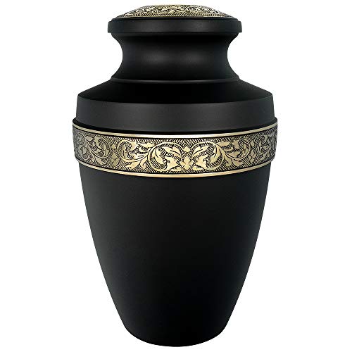 Trupoint Memorials Cremation Urns for Human Ashes - Decorative Urns, Urns for Human Ashes Female & Male, Urns for Ashes Adult Female, Funeral Urns - Black, Extra Large