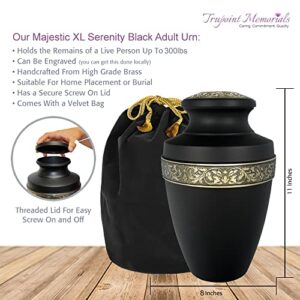 Trupoint Memorials Cremation Urns for Human Ashes - Decorative Urns, Urns for Human Ashes Female & Male, Urns for Ashes Adult Female, Funeral Urns - Black, Extra Large