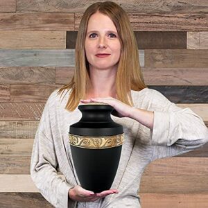 Trupoint Memorials Cremation Urns for Human Ashes - Decorative Urns, Urns for Human Ashes Female & Male, Urns for Ashes Adult Female, Funeral Urns - Black, Extra Large