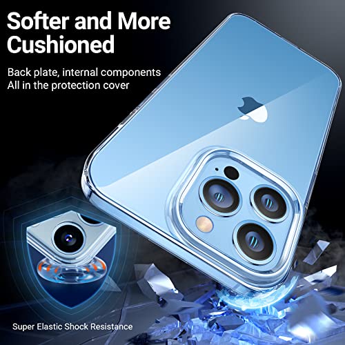 TORRAS Crystal Clear Compatible for iPhone 13 Pro Case 6.1 Inch, Non Yellowing Slim Fit Ultra Thin Flexible Silicone TPU Shockproof Compatible for iPhone 13 Pro Case, Crystal Clear