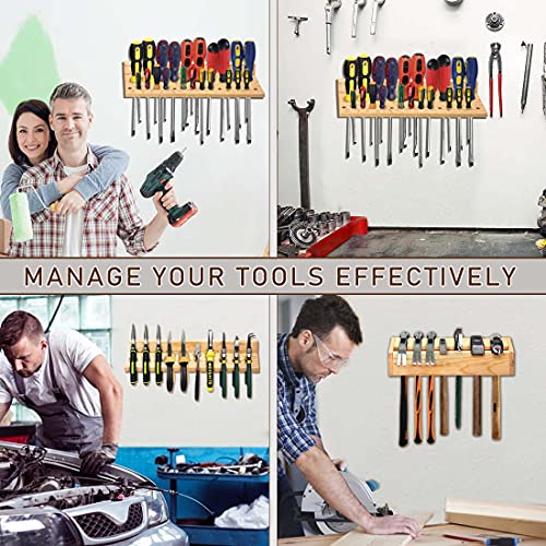 3 Pack Tool Organizers and Storage, Wooden Screwdriver Organizer Wall Mount, Pliers Rack Hammer Screwdriver Holder Tool Rack for Garage Shed Workshop