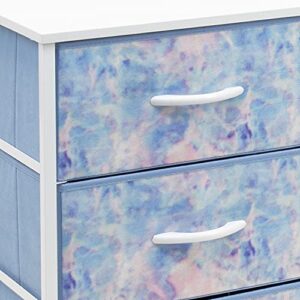 Sorbus Dresser with 6 Drawers - Furniture Storage Chest for Bedroom Tower Unit Furniture, Hallway, Closet, Office Organization - Steel Frame, Wood Top, Tie-dye Fabric Bins (6-Drawer, Pink/Blue)