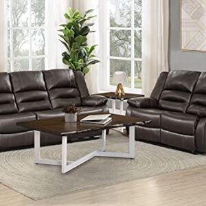 Lexicon Azrael Faux Leather Double Manual Reclining Sofa, 82" W, Brown