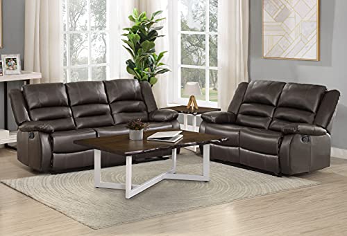 Lexicon Azrael Faux Leather Double Manual Reclining Sofa, 82" W, Brown