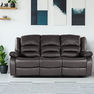 Lexicon Azrael Faux Leather Double Manual Reclining Sofa, 82" W, Brown