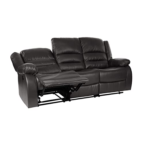 Lexicon Azrael Faux Leather Double Manual Reclining Sofa, 82" W, Brown