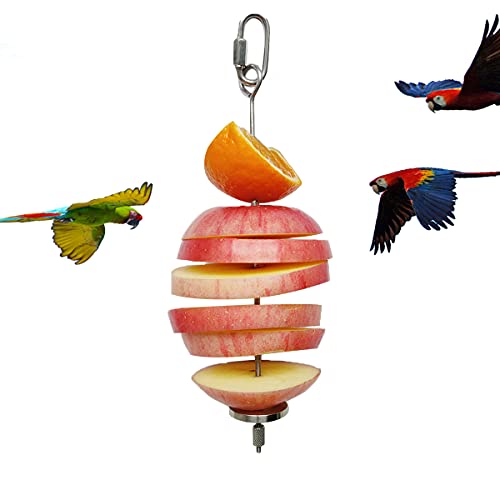 Bird Food Holder, Bird Feeder Toy, Foraging Toy, Bird Food Treat Skewer, Stainless Steel Parrot Fruit Vegetable Stick Holder (S)