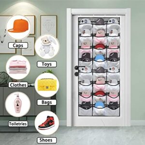 Hat Racks for Baseball Caps, Baseball Hat Organizer, 24 Deep Pocket Hat Storage & Ballcap Display Holder, Hat Holder with 4 Door Hooks