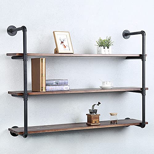 Industrial Pipe Shelving Floating Shelves for Wall,Pipe Shelves with Wood Rustic Wall Shelves,Pipe Wall Shelf Metal Floating Shelf Wall Mounted