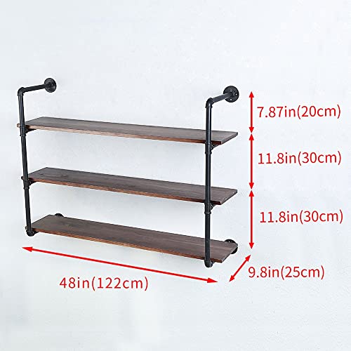 Industrial Pipe Shelving Floating Shelves for Wall,Pipe Shelves with Wood Rustic Wall Shelves,Pipe Wall Shelf Metal Floating Shelf Wall Mounted