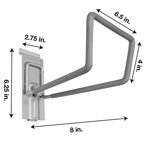 Crownwall Slat Wall Storage Organizer, Heavy Duty Steel Locking Loop Hook for Hanging Hoses, Cords, Ladders and Bulky Items, Slatwall Accessories Panels (2 Pack)