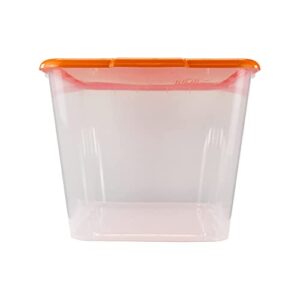 SIMPLYKLEEN 14.5-gal. Reusable Stacking Plastic Storage Containers with Lids, Tangelo Orange/Clear (Pack of 4)