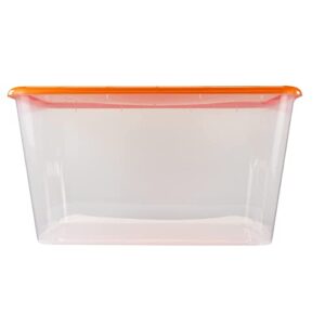 SIMPLYKLEEN 14.5-gal. Reusable Stacking Plastic Storage Containers with Lids, Tangelo Orange/Clear (Pack of 4)