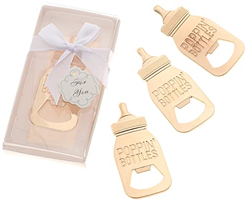 30 Pack Baby Shower and Gender Reveal Bottle Openers Party Favors Souvenirs for Guests with Gift Boxes for Boy and Girl Newborn (White - Baby Bottle, 30)