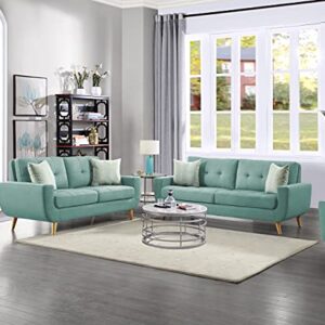 Lexicon Mckinley Tufted Fabric Loveseat with 2 Pillows, 67.5" W, Teal