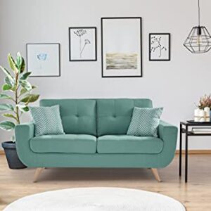 Lexicon Mckinley Tufted Fabric Loveseat with 2 Pillows, 67.5" W, Teal