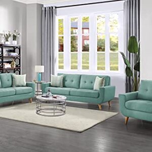 Lexicon Mckinley Tufted Fabric Loveseat with 2 Pillows, 67.5" W, Teal