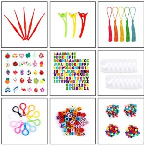 Inscraft Rubber Band Refill Kit: Over 11000 Rubber Bands, 28 Colors with Container, 600 Clips, 200 Beads, 52 ABC Beads, Premium Bracelet Making Refill Kit for Girls Kids Gift DIY Craft