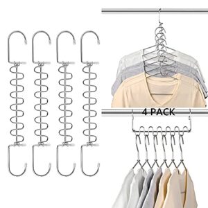 yahluer 4 pack magic hangers - metal hanger 12 slots - smart wardrobe closet space savings organizer for pants trousers jeans skirts tank top cami bra pajamas strappy dress bathing suit