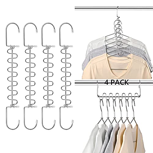 Yahluer 4 Pack Magic Hangers - Metal Hanger 12 Slots - Smart Wardrobe Closet Space Savings Organizer for Pants Trousers Jeans Skirts Tank Top Cami Bra Pajamas Strappy Dress Bathing Suit