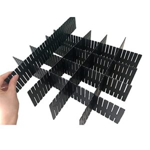 Ygapuzi 8pcs DIY Plastic Grid Drawer Dividers Adjustable Drawer Organizer Storage Separators Tidy Container for Closet, Office Desk, Kitchen Storage, Dresser, Makeup Tools, Underwear, Socks (Black)