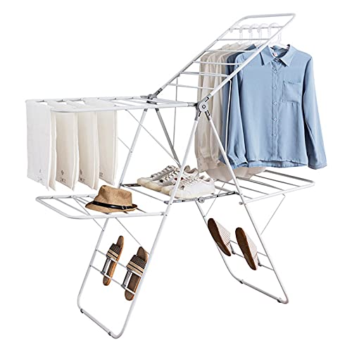 Foldable Clothes Airer, Large 2 Layer Drying Rack Clothes Drier, Portable Adjustable Clothes Horses Suitable for Indoor Shirts Pants Towels Shoes and Quilts