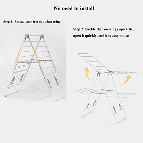 Foldable Clothes Airer, Large 2 Layer Drying Rack Clothes Drier, Portable Adjustable Clothes Horses Suitable for Indoor Shirts Pants Towels Shoes and Quilts