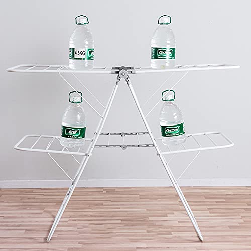 Foldable Clothes Airer, Large 2 Layer Drying Rack Clothes Drier, Portable Adjustable Clothes Horses Suitable for Indoor Shirts Pants Towels Shoes and Quilts