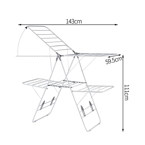 Foldable Clothes Airer, Large 2 Layer Drying Rack Clothes Drier, Portable Adjustable Clothes Horses Suitable for Indoor Shirts Pants Towels Shoes and Quilts