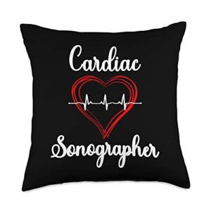 fun cardiac sonography rn nurse sonographer gifts cardiac sonographer ekg heart heartbeat echocardiographer's throw pillow, 18x18, multicolor