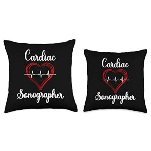 Fun Cardiac Sonography RN Nurse Sonographer Gifts Cardiac Sonographer EKG Heart Heartbeat Echocardiographer's Throw Pillow, 18x18, Multicolor