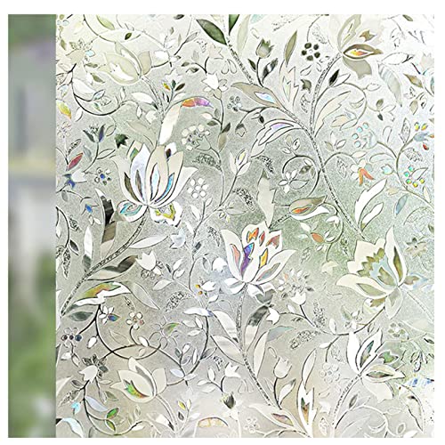 Instruban Window Privacy Film 3D Tulip Pattern - Static Cling No Glue Anti UV Decorative Window Vinyl, Window Sticker for Home Office -17.5 x 78.7Inch