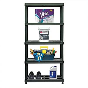 juggernaut storage rs3618-5blkamz 36"w x 18"d x 72"h 5-shelf resin shelving, 600 lb capacity black