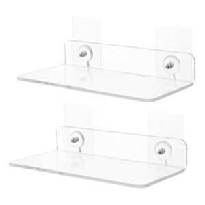 doitool 2 pcs bathroom floating shelf clear acrylic shower caddy adhesive wall mount storage rack cosmetic shampoo spice condiment holder organizer for toilet kitchen