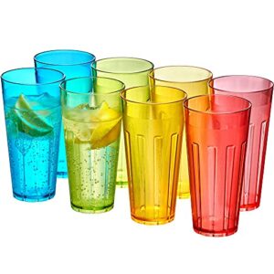 Amazing Abby - Quadly & Stripe - 64-Ounce Pitcher and 24-Ounce Plastic Tumblers (8-Pack), BPA-Free, Shatter-Proof, Great for Iced Tea, Sangria, Lemonade, and More