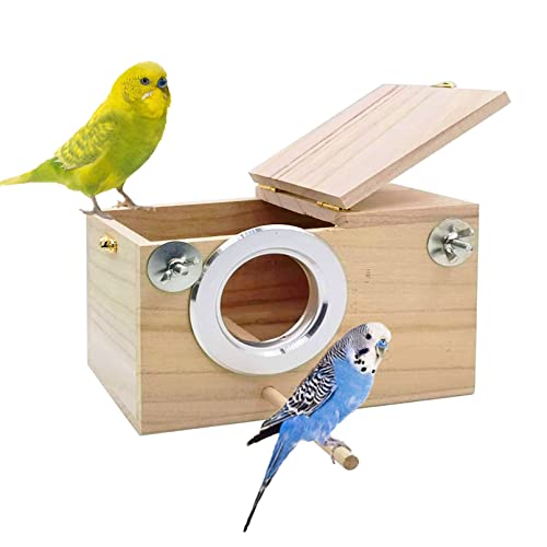 kathson Parakeet Nest Box Budgie Nesting House Cockatiel Breeding Parrots Mating Box for Lovebirds Small and Medium-Sized Birds（S）