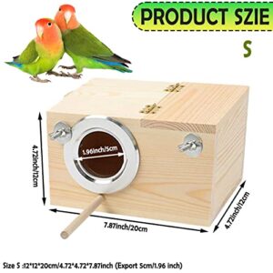 kathson Parakeet Nest Box Budgie Nesting House Cockatiel Breeding Parrots Mating Box for Lovebirds Small and Medium-Sized Birds（S）