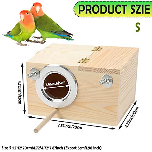 kathson Parakeet Nest Box Budgie Nesting House Cockatiel Breeding Parrots Mating Box for Lovebirds Small and Medium-Sized Birds（S）