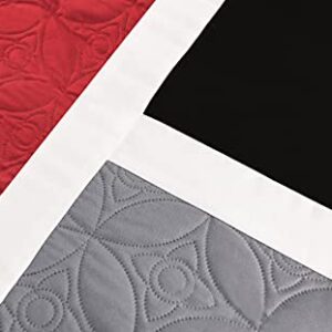 Chezmoi Collection 7-Piece Quilted Patchwork Comforter Set, Red/Gray/Black, Queen