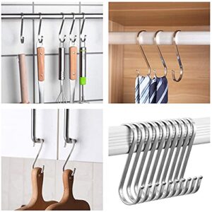 S-Shaped Hooks Heavy Duty 12 Packs,304 Stainless Steel Hook,Multi-Functional Flat Hook,S Hook,Hooks Closet,Hooks Plants,Hooks for Hanging Pot,Pan,Cups, Plants,Bags, Jeans,Towels (12, XX-Large)