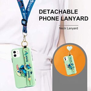 iPhone 12 Mini Case, Stitch Upgraded Wrist Strap Band Kickstand Lanyard TPU Phone Case for Women Boys Girls