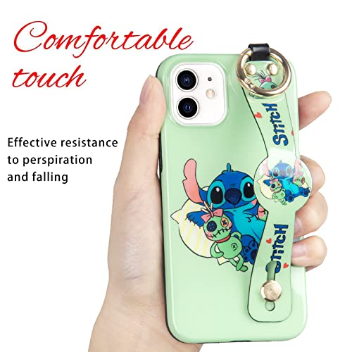 iPhone 12 Mini Case, Stitch Upgraded Wrist Strap Band Kickstand Lanyard TPU Phone Case for Women Boys Girls