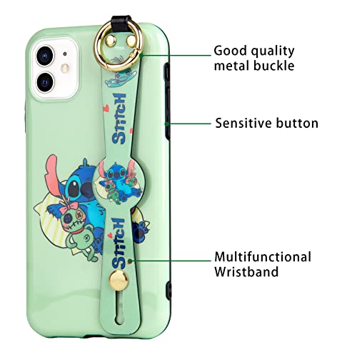 iPhone 12 Mini Case, Stitch Upgraded Wrist Strap Band Kickstand Lanyard TPU Phone Case for Women Boys Girls