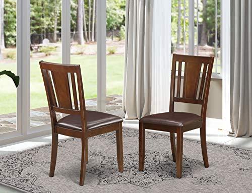 East West Furniture DLT-MAH-TP Dublin Table-Mahogany Table Top Surface & DUC-MAH-LC Dudley Padded Chair - Faux Leather Seat and Mahogany Solid Wood Frame Dining Room Chair Set of Two